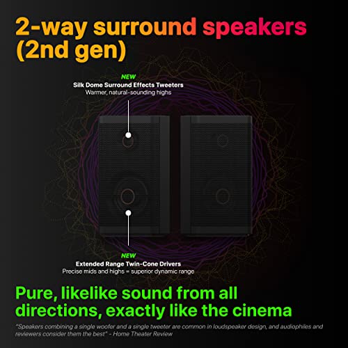 Nakamichi Shockwafe Pro Bluetooth 7.1.4 Channel Dolby Atmos/DTS:X Soundbar with 10" Wireless Subwoofer, 2 Rear Surround Speakers, eARC and SSE Max Technology (New), black