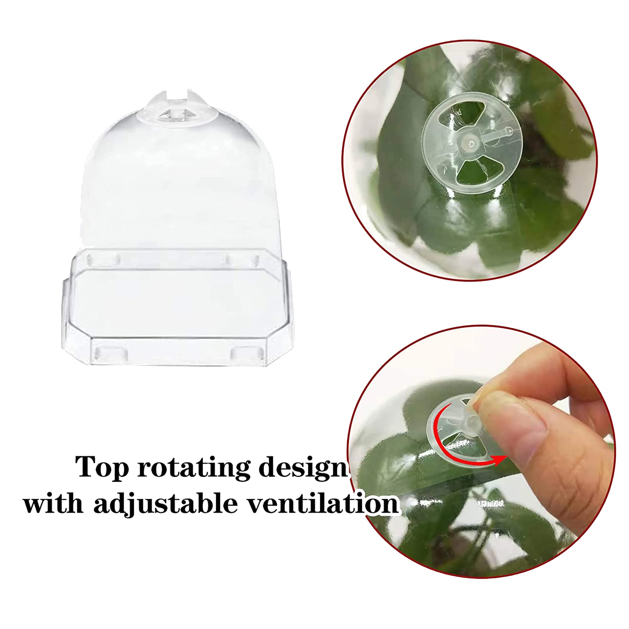 EBaokuup 4" Clear Plant Nursery Pots with Humidity Dome, 10PCS Plastic Gardening Pot Plant Container, Seed Starting Pot with Drain Holes for Seedlings/Vegetables/Succulents/Cuttings