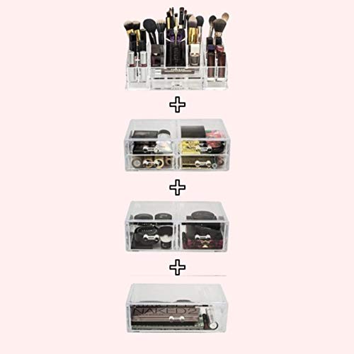 Sorbus Clear Acrylic Makeup Organizers - Stackable Jewelry, Makeup & Cosmetic Organizers and Storage with Acrylic Drawers - Great Bathroom Organizer & Display Set for Vanity, Dresser & Countertop