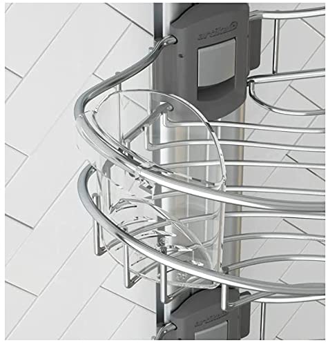 Artika Neptune SC-NEP3-C Extendable Shower Caddy with 1 Mirror and Adjustable Racks and Shelves, Stainless Steel