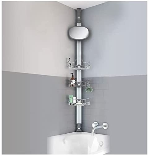 Artika Neptune SC-NEP3-C Extendable Shower Caddy with 1 Mirror and Adjustable Racks and Shelves, Stainless Steel