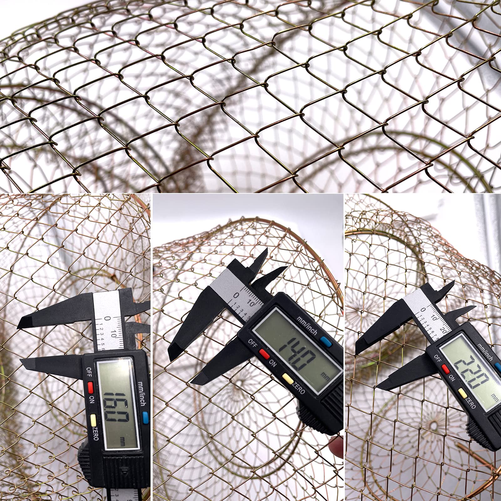 OperSeven Metal Rustproof Fish Basket, Collapsible Fshing Net Cage Fish Baskets for Live Fish Robust and Easy to Use
