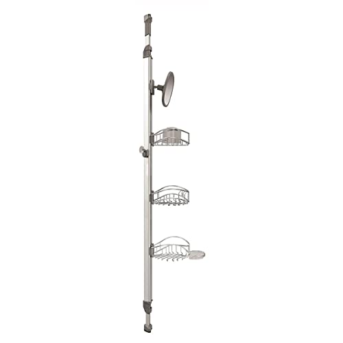 Artika Neptune SC-NEP3-C Extendable Shower Caddy with 1 Mirror and Adjustable Racks and Shelves, Stainless Steel