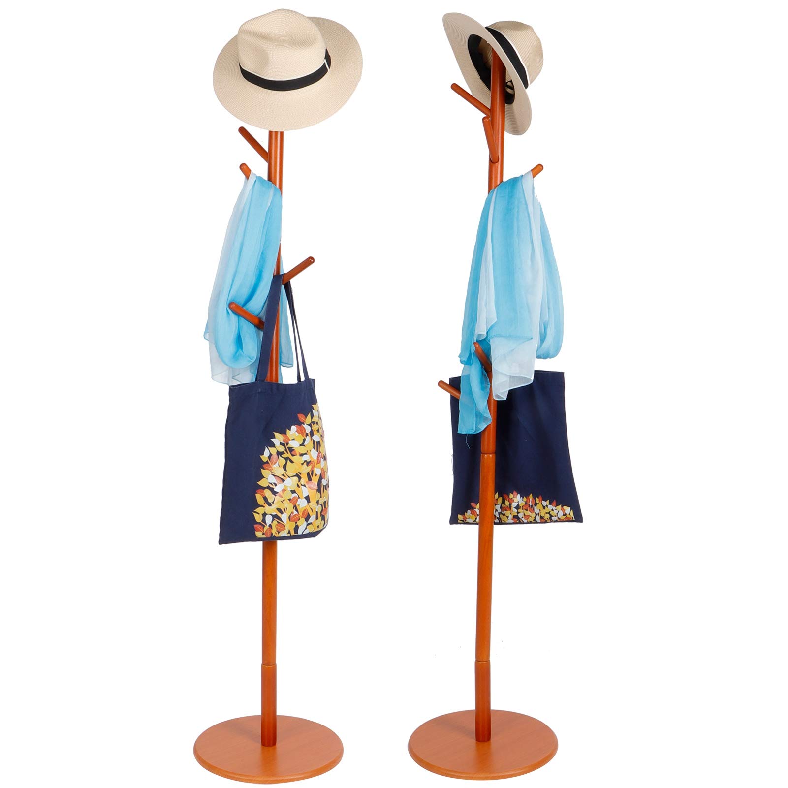 Coat Rack Freestanding,Coat Rack,Hall Tree,Coat Tree,Wooden,Coat Rack Stand with 8 Hooks Adjustable Coat Standing Tree for Coats, Hats, Scarves