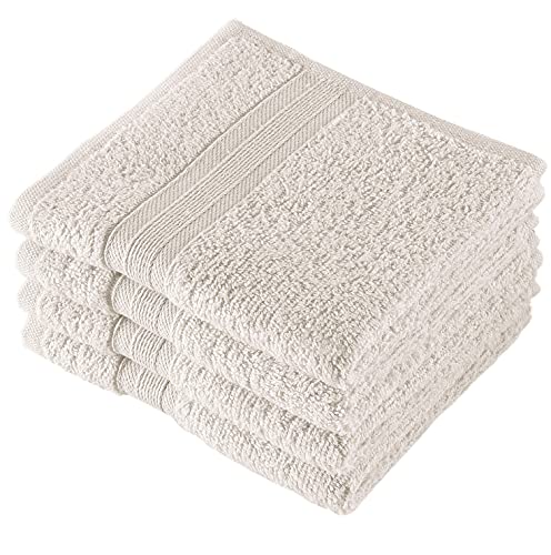 4 Pieces Ivory Lace Cream Washcloths Quick-Dry, Highly Absorbent, Soft Feel Fingertip Towels, Premium Quality Flannel Face Cloths