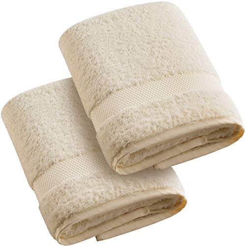 Joluzzy Hand Towel Set, (20 x 30 Inches) 100% Long-Staple Cotton - Extreme Soft / Plush / Thick - High Absorbent - Luxury Hotel Quality - Ivory Hand Towel / Hair Towel - Set of 2