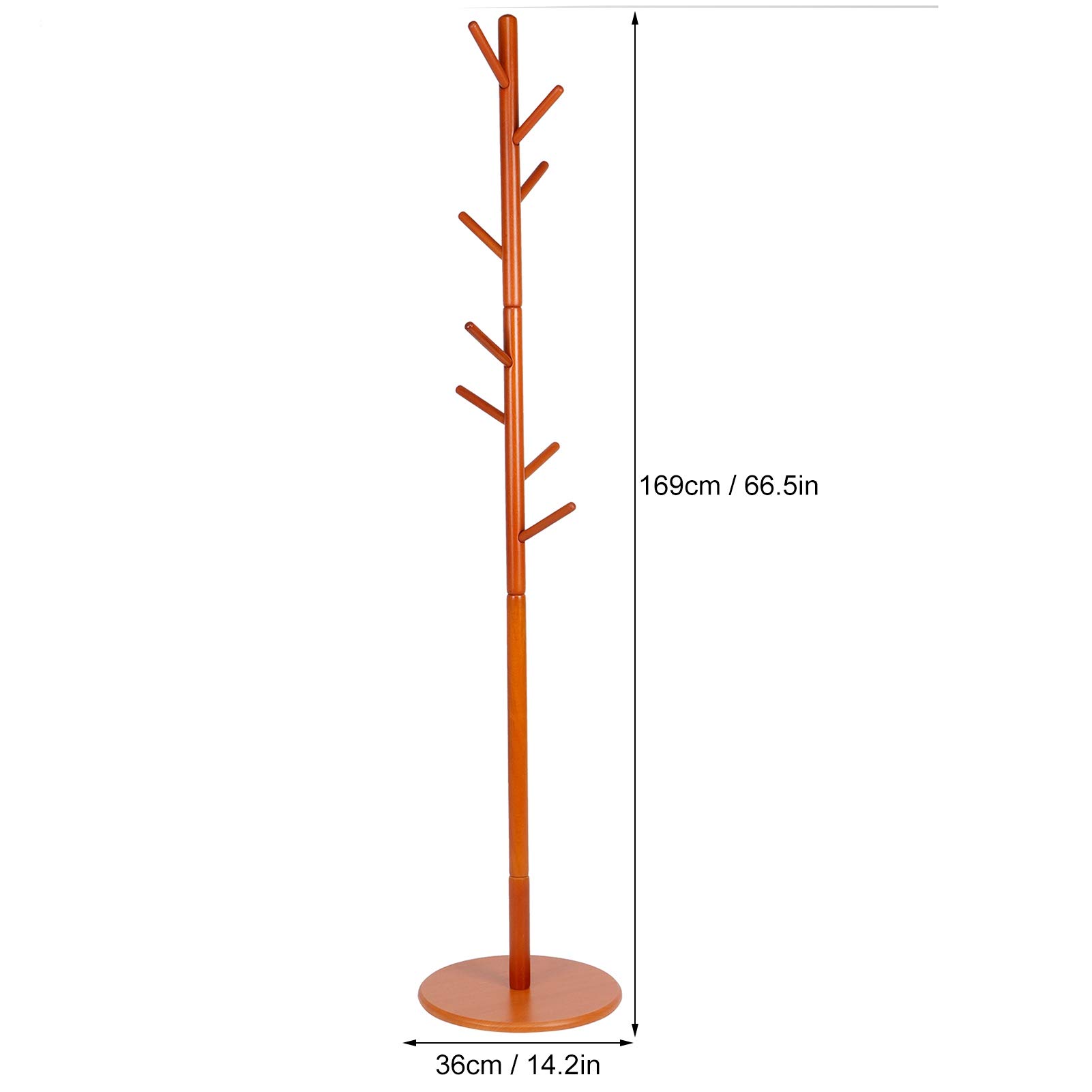 Coat Rack Freestanding,Coat Rack,Hall Tree,Coat Tree,Wooden,Coat Rack Stand with 8 Hooks Adjustable Coat Standing Tree for Coats, Hats, Scarves