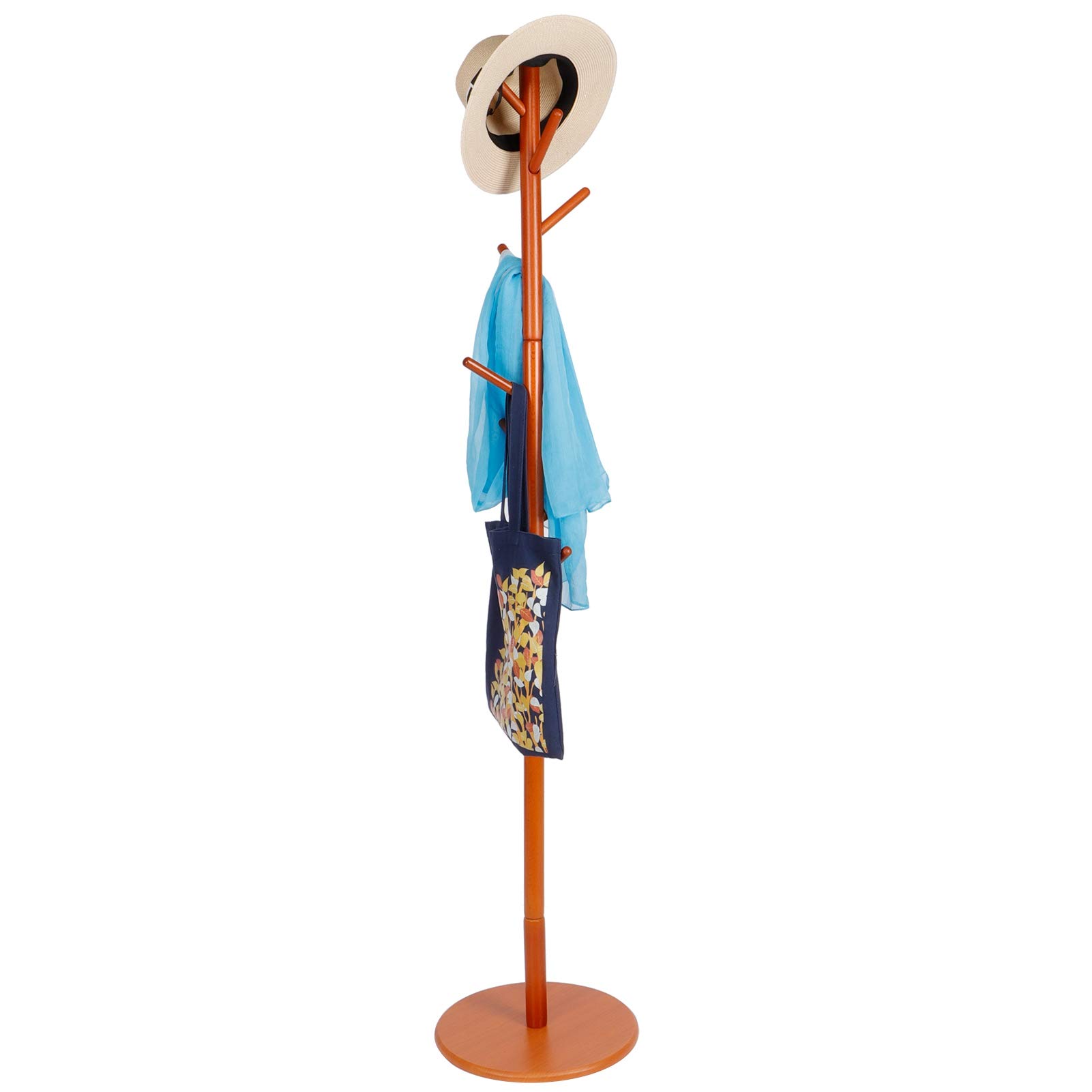 Coat Rack Freestanding,Coat Rack,Hall Tree,Coat Tree,Wooden,Coat Rack Stand with 8 Hooks Adjustable Coat Standing Tree for Coats, Hats, Scarves