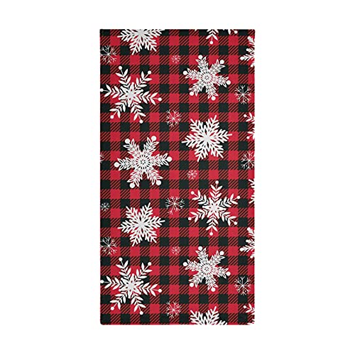 Christmas Snowflake Red Buffalo Check Plaid Hand Bath Towel Highly Absorbent Soft Hanging Towels Winter Holiday Snow Snowman Xmas Rustic Kitchen Dish Towel Set Washcloth 2pcs