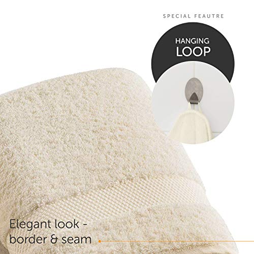 Joluzzy Hand Towel Set, (20 x 30 Inches) 100% Long-Staple Cotton - Extreme Soft / Plush / Thick - High Absorbent - Luxury Hotel Quality - Ivory Hand Towel / Hair Towel - Set of 2