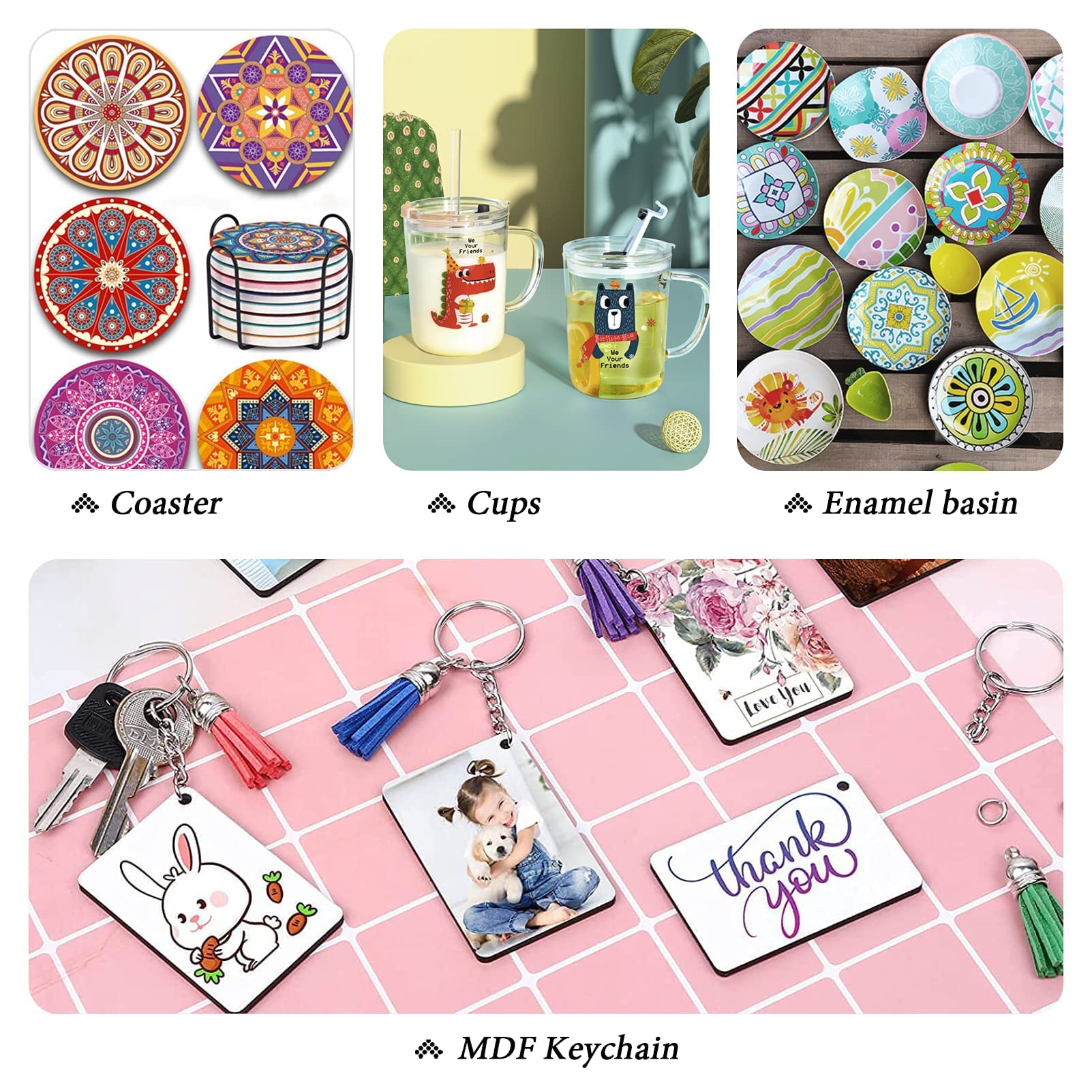 COOSKY Sublimation Paper, 8.5 x 11 inches 100 Sheets Heat Transfer Paper, Compatible with Inkjet Printer such as Epson ET-2720, etc, with Sublimation Ink for T-shirt, Mug, MDF Keychains, Bag DIY (A4)