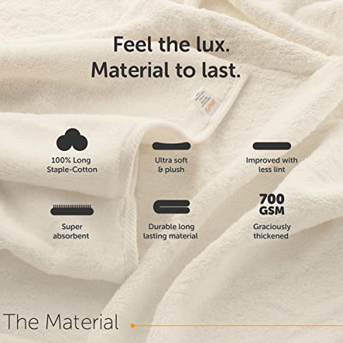 Joluzzy Hand Towel Set, (20 x 30 Inches) 100% Long-Staple Cotton - Extreme Soft / Plush / Thick - High Absorbent - Luxury Hotel Quality - Ivory Hand Towel / Hair Towel - Set of 2