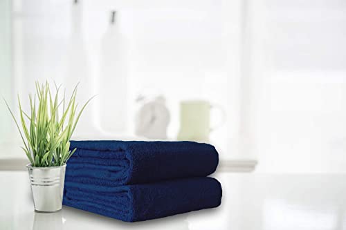 Belizzi Home 8 Piece Towel Set 100% Ring Spun Cotton, 2 Bath Towels 27x54, 2 Hand Towels 16x28 and 4 Washcloths 13x13 - Ultra Soft Highly Absorbent Machine Washable Hotel Spa Quality - Navy Blue