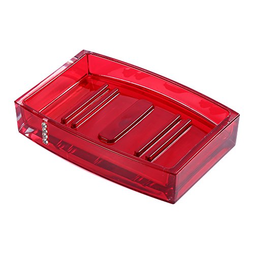 Bathroom Accessory Set, 5Pcs/Set Resin Bathroom Accessory, Modern Bath Decor Set, Including Emulsion Bottle Toothbrush Holder Soap Dish Gargle Cup, Red