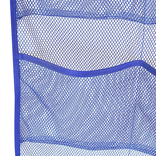 ALYER 6 Storage Pockets Hanging Mesh Shower Caddy,Space Saving Bathroom Accessories and Quick Dry Bath Organizer,Blue