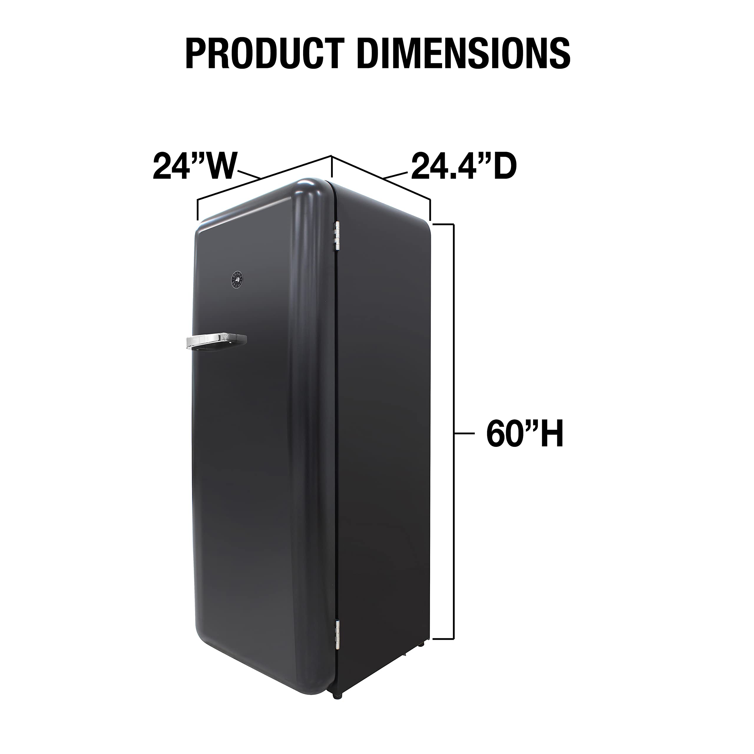 BRAMA Retro Fridge with Top Freezer 9.9 Cu.Ft. Full Refrigerator for Apartment, Condo, House, Kitchen, 24-Inch, Black