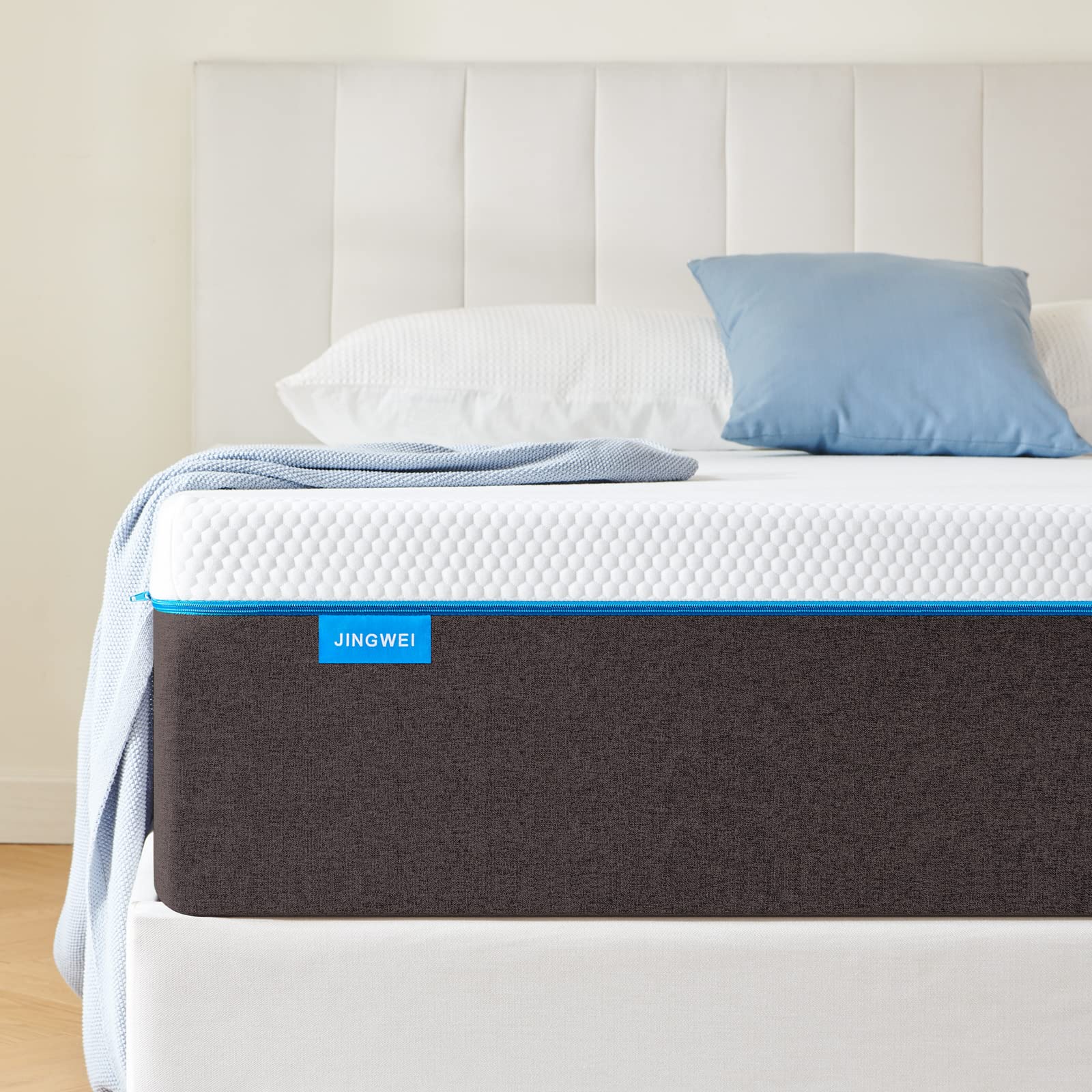 JINGWEI King Size Mattress, 14 Inch Gel Memory Foam King Mattress for Cooling Sleep & Pressure Relief, Medium Soft with Motion Isolation, 76 X 80 X 14 inches