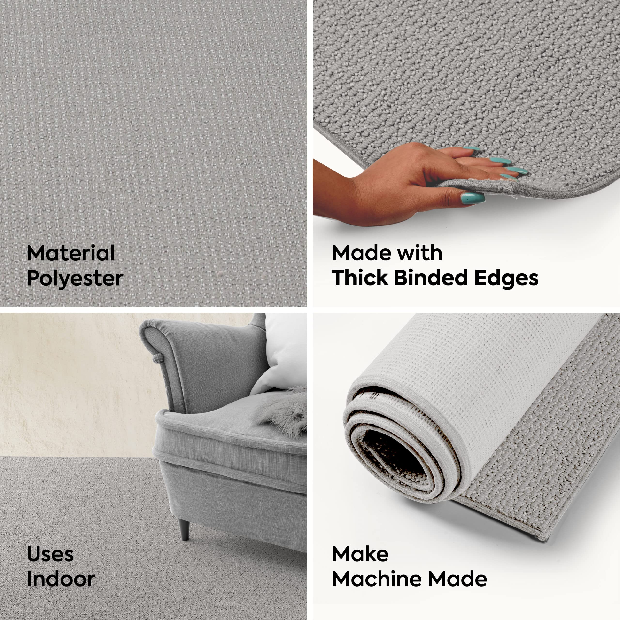 Furnish my Place Abstract Contemporary Striped Pattern Modern Plush Two Tone High Low Pattern Rug Carpet, Hallway Entry Carpet, Contemporary Runner Rug, Made in USA - Iconic Grey, 2' x 12'
