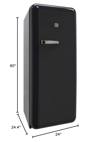 BRAMA Retro Fridge with Top Freezer 9.9 Cu.Ft. Full Refrigerator for Apartment, Condo, House, Kitchen, 24-Inch, Black