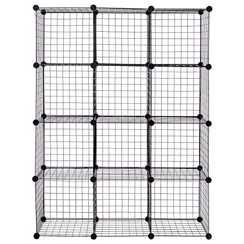 GOFLAME 12 Wire Cubes Metal Freestanding Portable Modular DIY Bookcase, Storage Cabinet, Storage Organizer Closet