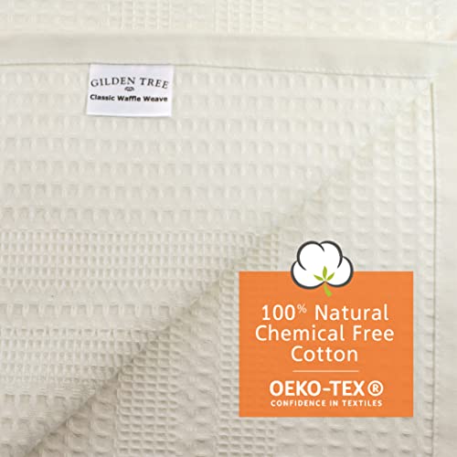 GILDEN TREE Waffle Towel Quick Dry Thin Exfoliating, 4 Pack Washcloths for Face Body, Classic Style (Cream)