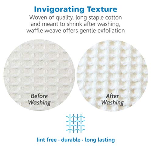 GILDEN TREE Waffle Towel Quick Dry Thin Exfoliating, 4 Pack Washcloths for Face Body, Classic Style (Cream)