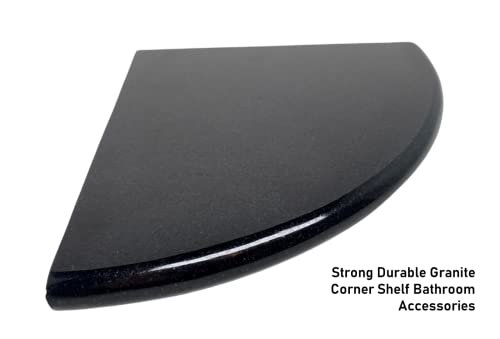 Premium Quality Absolute Black Granite Corner Shelf (Shower Caddy) Both Side Polished 9 Inch Maintenance Free, Stain Resistant (2 - Pack)