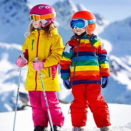 Boao Kids Snow Ski Gloves Winter Waterproof Warm Snowboard Mittens for Girl and Boy (Pink,5-10 Years)