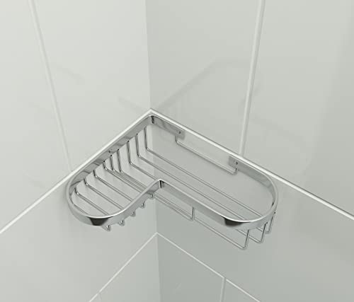SANLIV Shower Caddy Basket,Corner Shower Shelf Soap Holder,Brass Wire Basket for Inside Shower Wall Storage Bathroom Organizer in Polished Chrome
