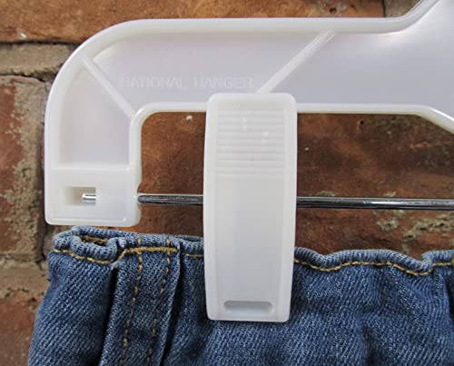 NAHANCO 1610PCLH Plastic Baby/Infant Size Skirt/Pant Hangers, Long Metal Swivel Hook and Plastic Pinch Clips, Heavy Weight, 9", White (Pack of 100)