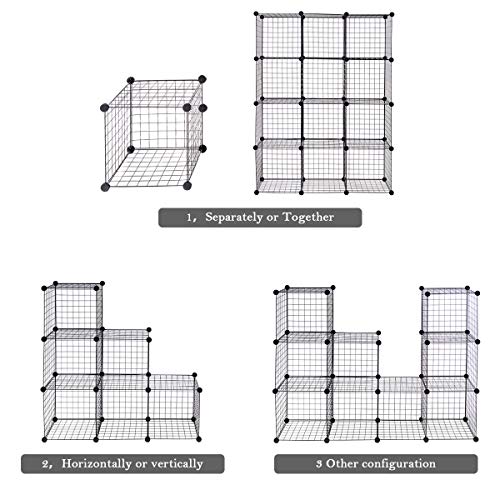 GOFLAME 12 Wire Cubes Metal Freestanding Portable Modular DIY Bookcase, Storage Cabinet, Storage Organizer Closet