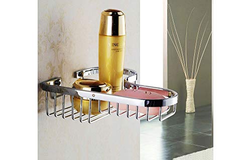 SANLIV Shower Caddy Basket,Corner Shower Shelf Soap Holder,Brass Wire Basket for Inside Shower Wall Storage Bathroom Organizer in Polished Chrome