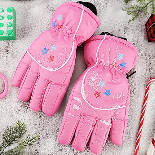 Boao Kids Snow Ski Gloves Winter Waterproof Warm Snowboard Mittens for Girl and Boy (Pink,5-10 Years)