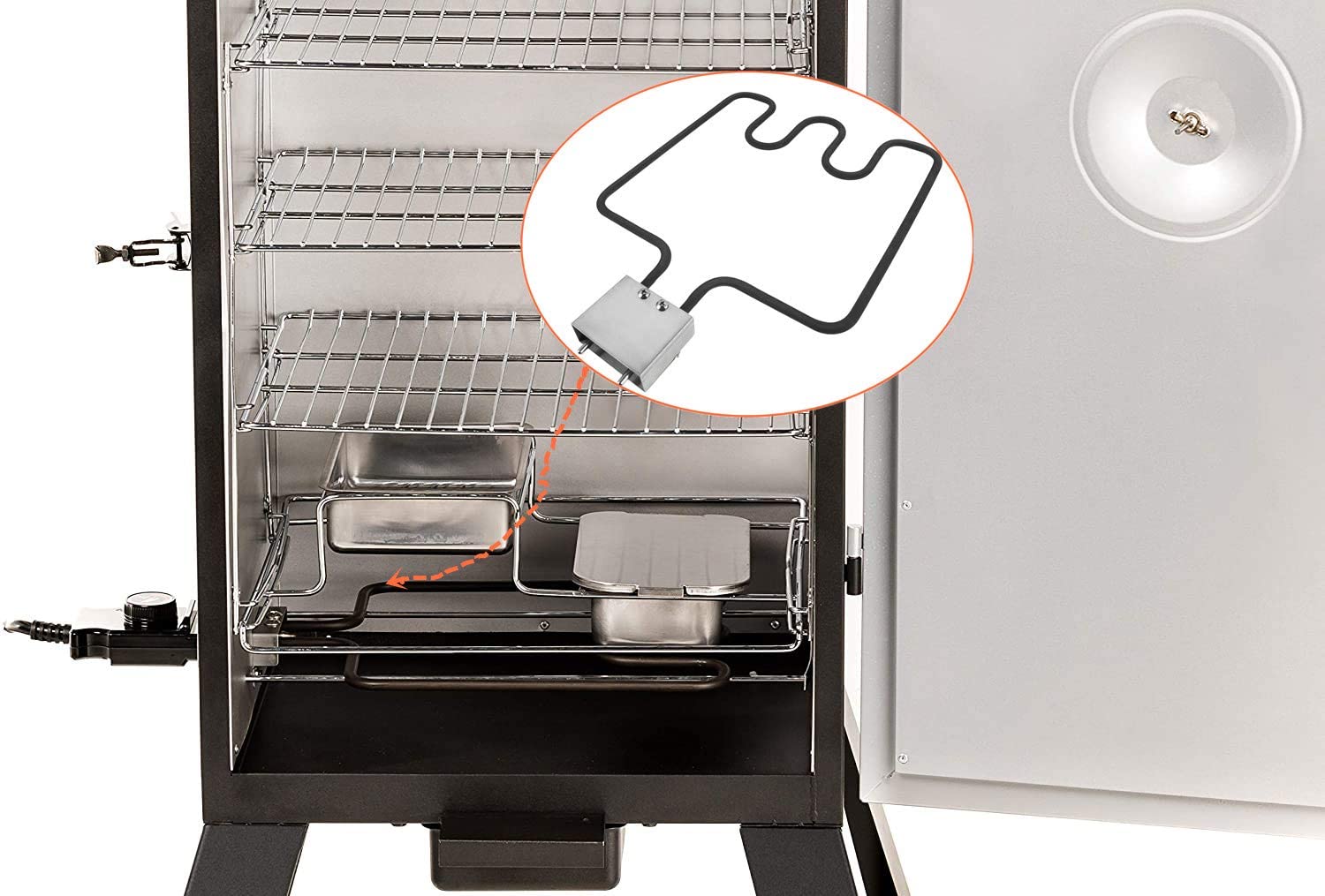 AJinTeby Universal Electric Smoker and Grill Heating Element with Adjustable Thermostat Cord Controller for Masterbuilt Smokers & Turkey Fryers, 1500 Watts Higher Heat