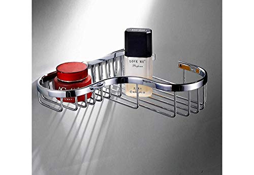SANLIV Shower Caddy Basket,Corner Shower Shelf Soap Holder,Brass Wire Basket for Inside Shower Wall Storage Bathroom Organizer in Polished Chrome