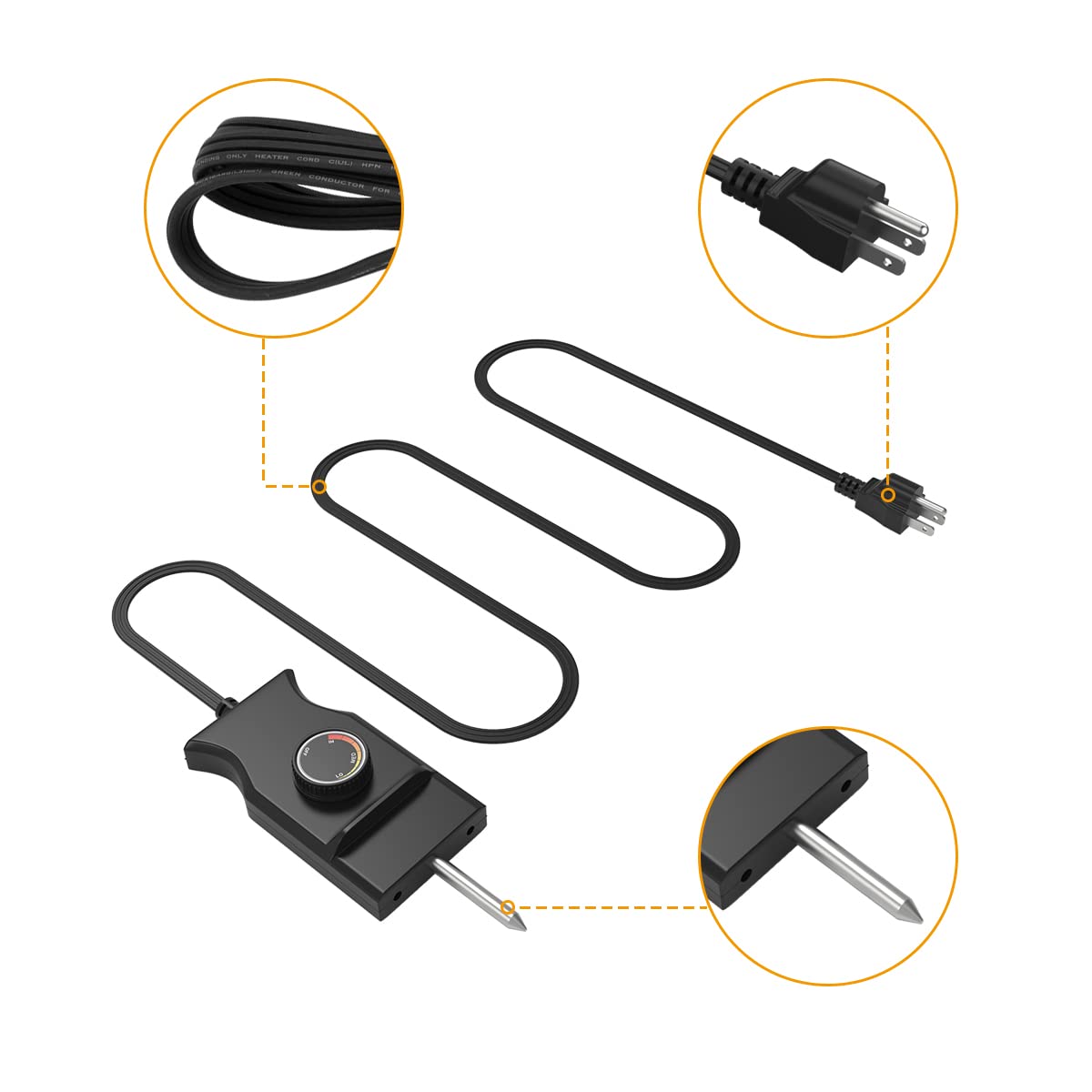 AJinTeby Universal Electric Smoker and Grill Heating Element with Adjustable Thermostat Cord Controller for Masterbuilt Smokers & Turkey Fryers, 1500 Watts Higher Heat