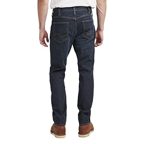 Authentic by Silver Jeans Men's The Athletic Fit Tapered Leg Jeans, Dark Rinse, 32W x 30L