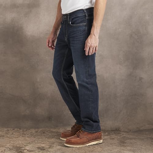 Authentic by Silver Jeans Men's The Athletic Fit Tapered Leg Jeans, Dark Rinse, 32W x 30L
