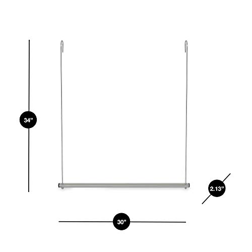 Smart Design Closet Doubler w/Hook Arms - Steel Metal - Suits, Pants, Clothing Storage - Home Organization (30 x 34 Inch) [Chrome]
