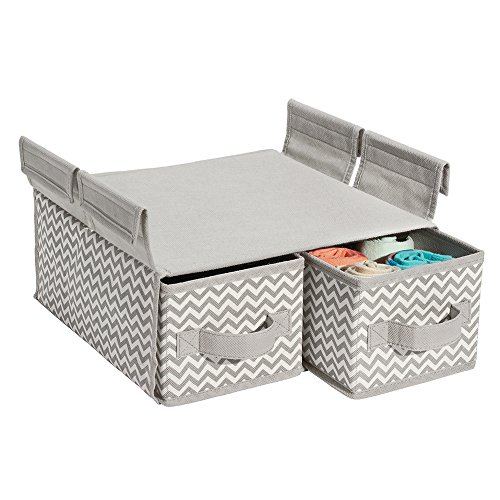InterDesign Chevron Soft Closet Storage - Hanging Shelf with Two Drawers for Wire Shelving Systems, Taupe/Natural