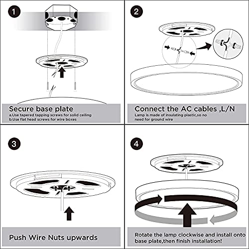 TALOYA Low Profile LED Flush Mount Ceiling Light Fixture, 12 Inch 24W Daylight White Modern Round Light Fixture, 240W Equivalent White Ceiling Lamp for Kitchens Laundry Bedrooms Stairwells