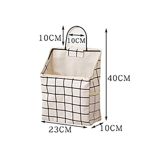 Household Wall-Hanging Storage Bags with Hook Pockets Cotton Linen Storage Basket Family Organizer Box Containers