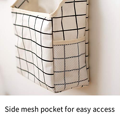 Household Wall-Hanging Storage Bags with Hook Pockets Cotton Linen Storage Basket Family Organizer Box Containers