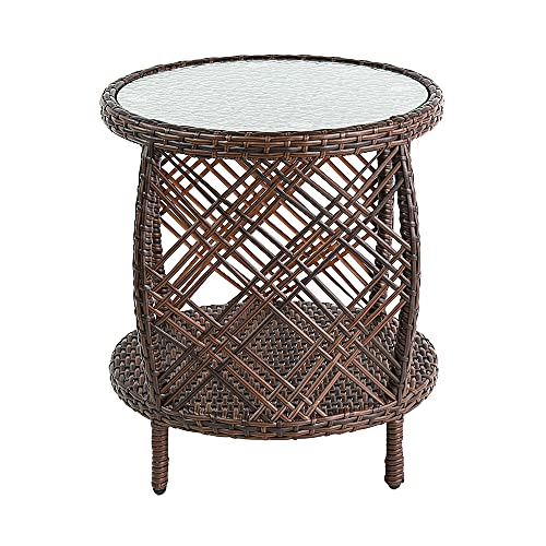 Amazon Brand - Ravenna Home 3-Piece Conversation Bistro Set With Cushioned Swivel Chairs and Table, Weather-Resistant PE Rattan Wicker, Brown
