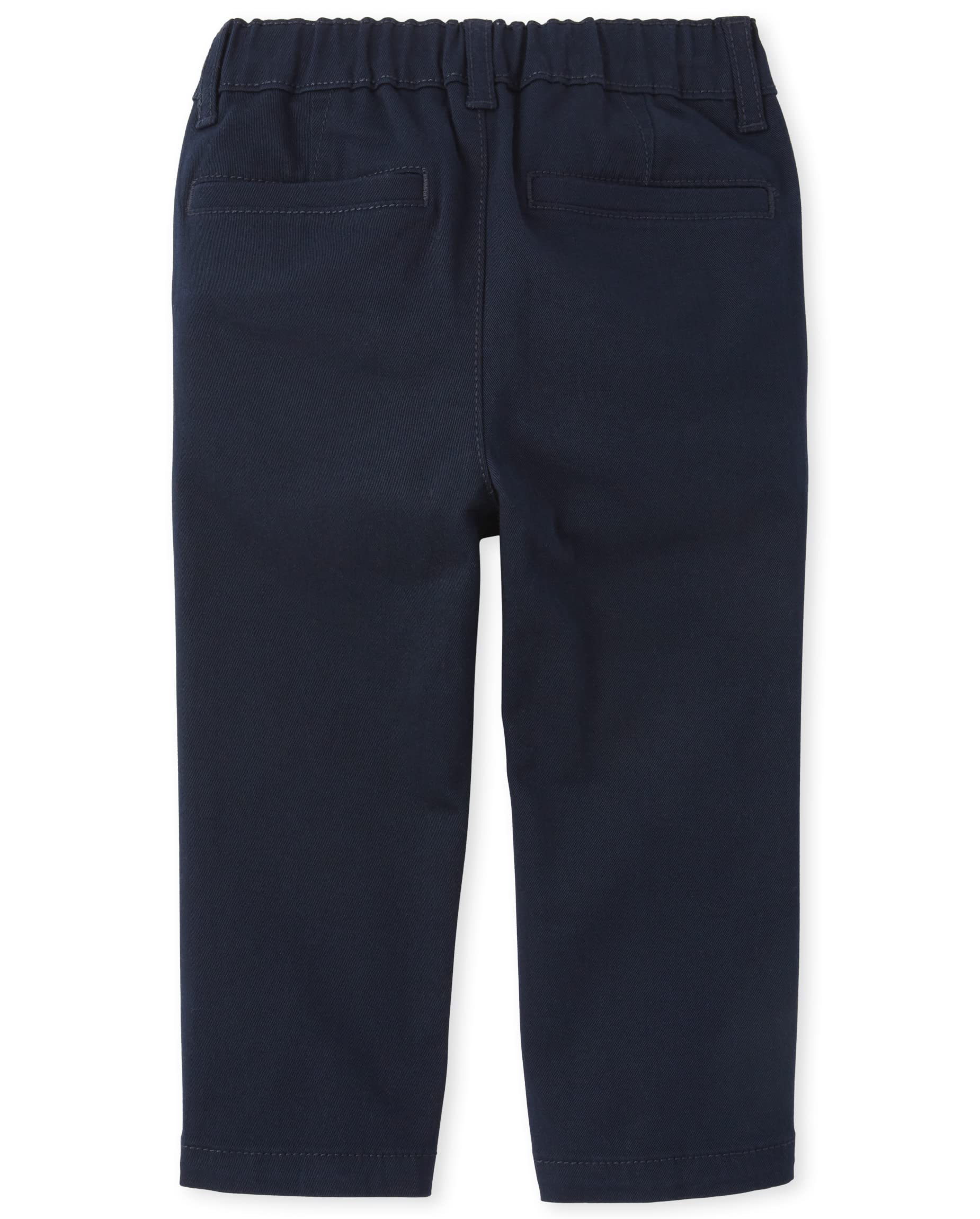 The Children's Place baby boys and Toddler Stretch Chino 2-pack Pants, Flax/New Navy 2 Pack, 3T US