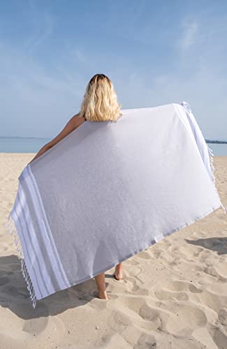 (Set of 6) XXL Turkish Cotton Bath Beach Hammam Towel Peshtemal Throw Fouta Blanket Set