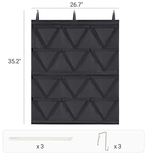 Mkono Hat Organizer Rack Closet Hanging Cap Keeper Hanger with 16 Hooks and Over-The-Door Hat Organizer with 12 Anti-Drop Pockets