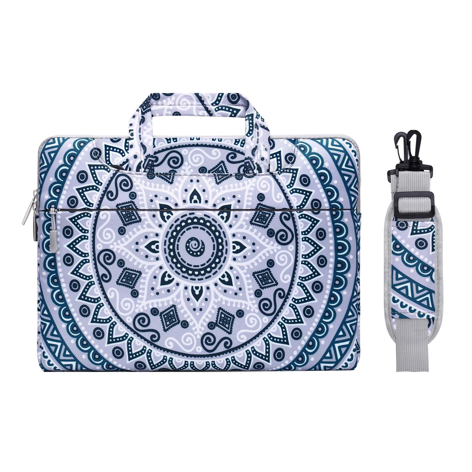 MOSISO Laptop Shoulder Bag Compatible with MacBook Air/Pro, 13-13.3 inch Notebook, Compatible with MacBook Pro 14 inch M3 M2 M1 Chip Pro Max 2023-2021, Polyester Briefcase Sleeve Mandala MO-MDL006