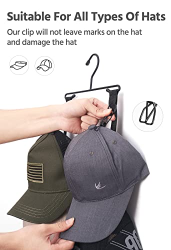 Mkono Hat Organizer Rack Closet Hanging Cap Keeper Hanger with 16 Hooks and Over-The-Door Hat Organizer with 12 Anti-Drop Pockets