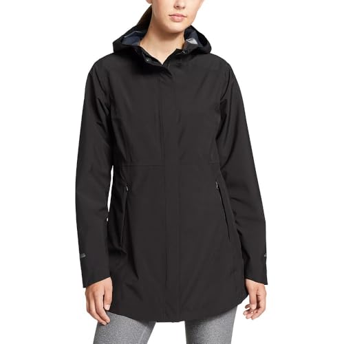 Eddie Bauer Women's RipPac Stretch Waterproof Rain Parka, Black, XX-Large